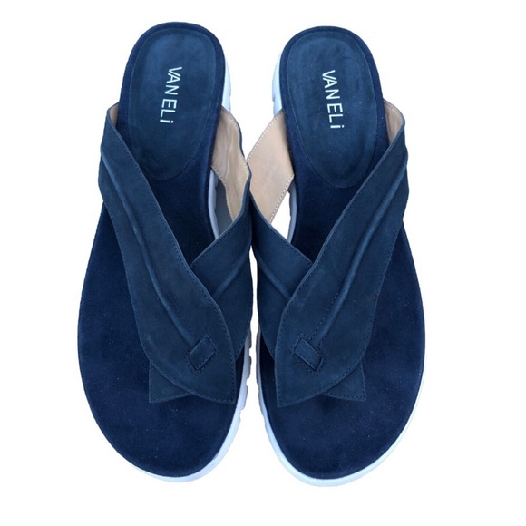 Vaneli | Shoes | Van Eli Blue Leather Slide Thong Sandals Size | Poshmark